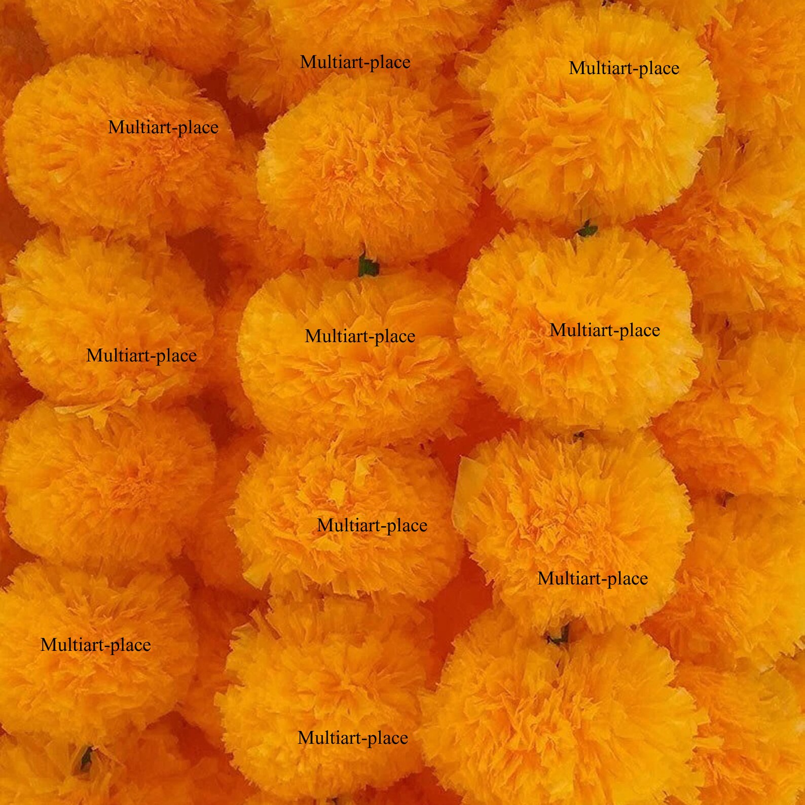 50 Strings Indian Orange Artificial Decorative Orange Flower Garland ...