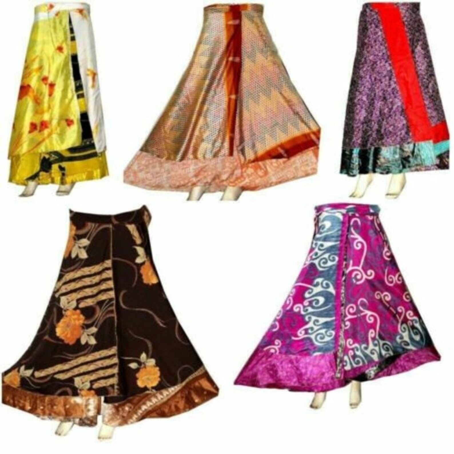 5 Pc Indian Silk Skirt Silk LONG Skirts Silk Skirt Bohemian - Etsy