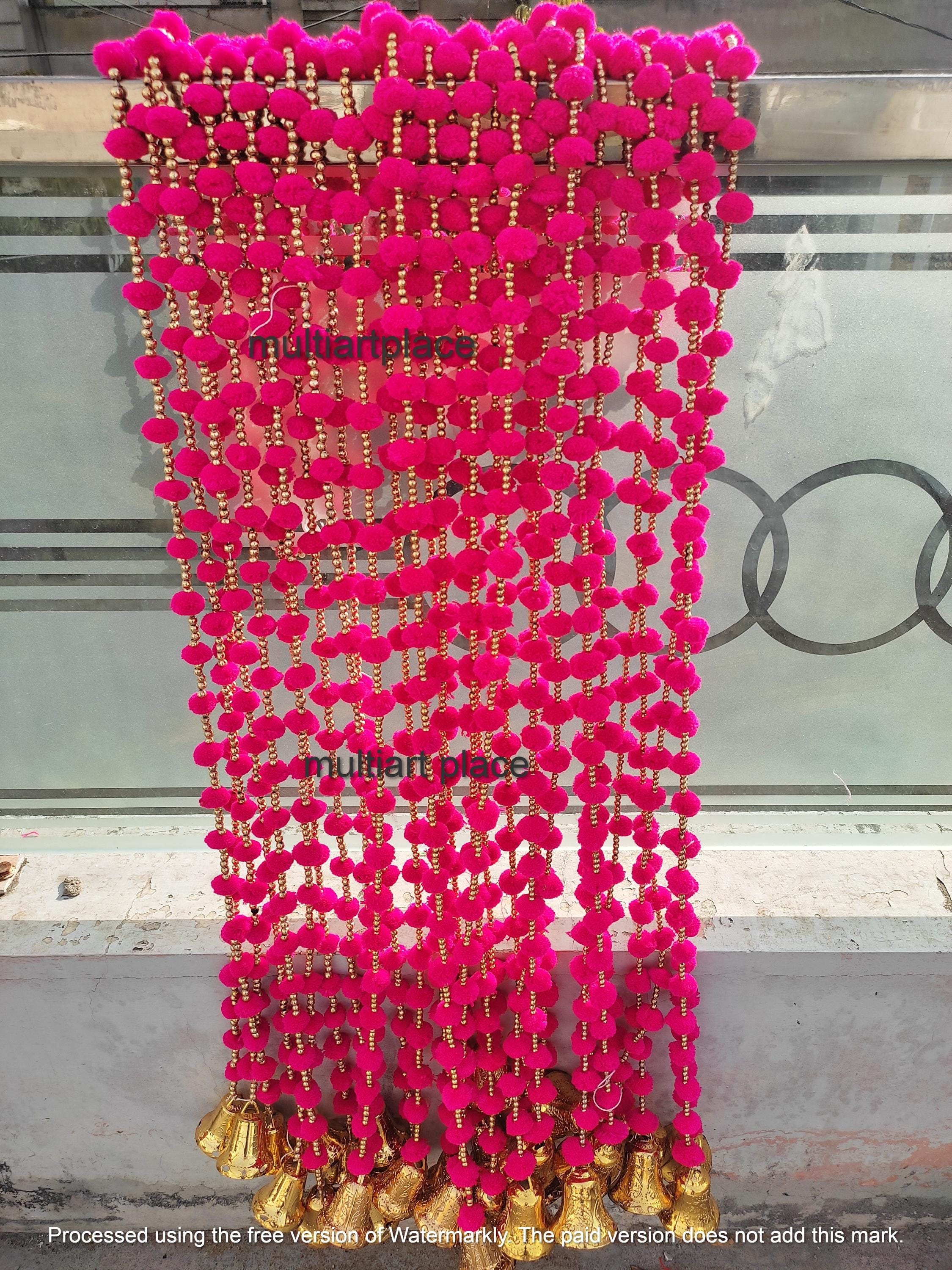 Indian Pom Pom Garland With Bells: Wedding Party Decor, 4 Ft - Etsy
