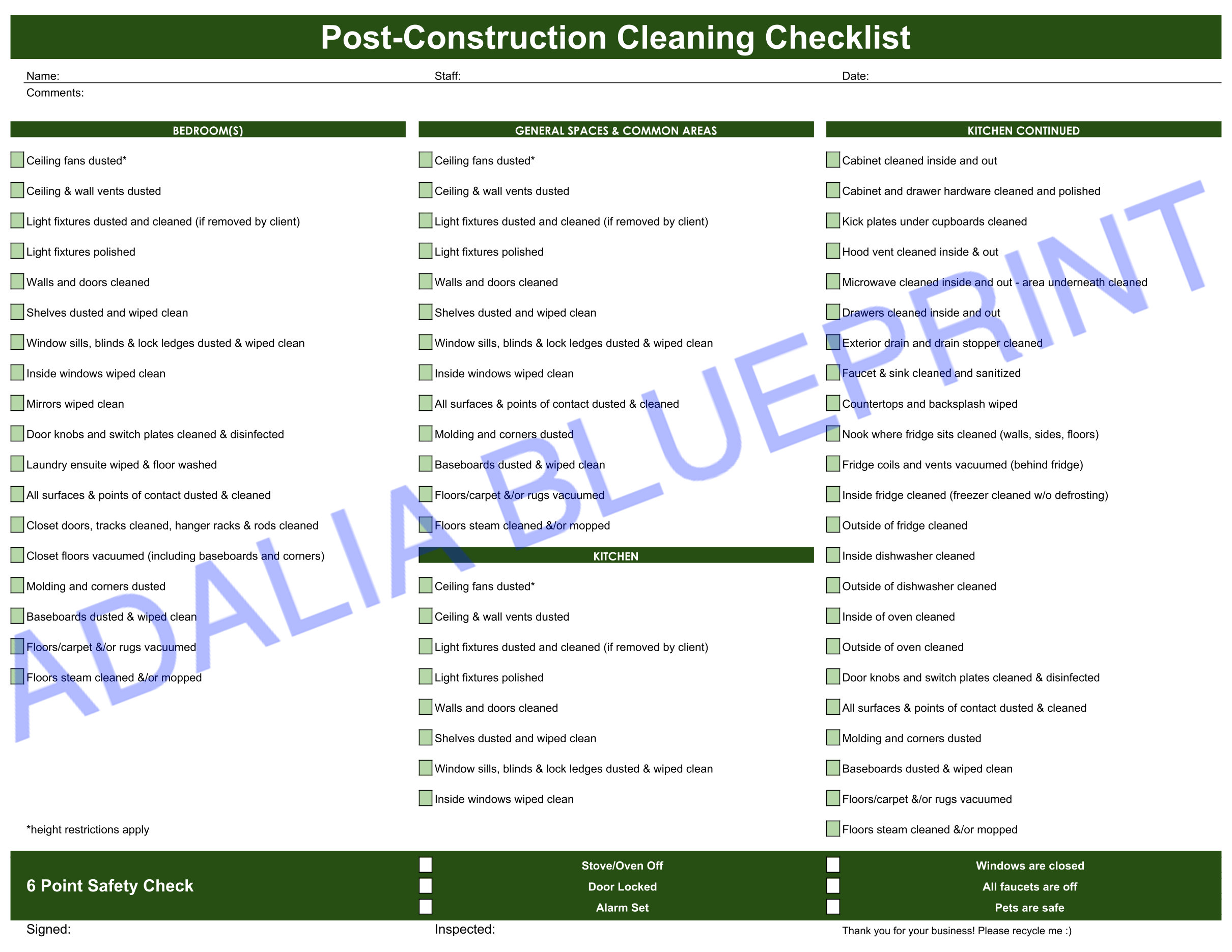 Post construction cleaning checklist - seniorhost