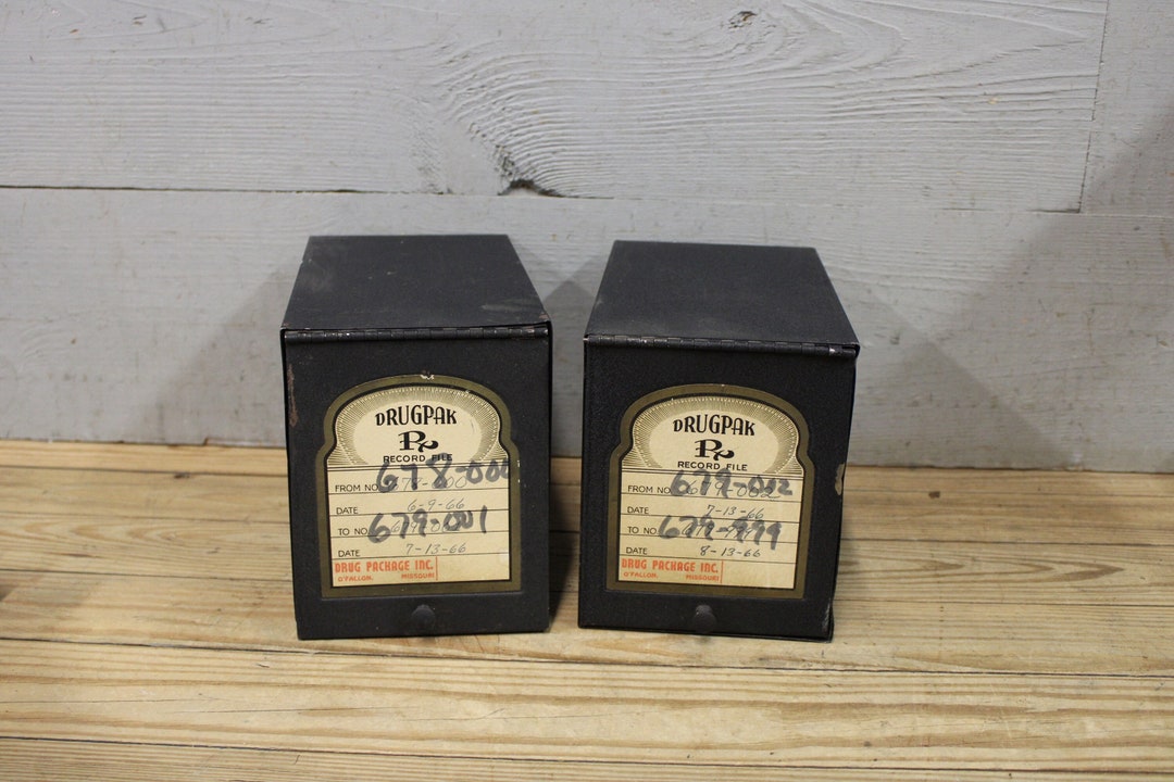 Pair of Vintage Pharmacy Boxes | Prescription File Boxes - Etsy