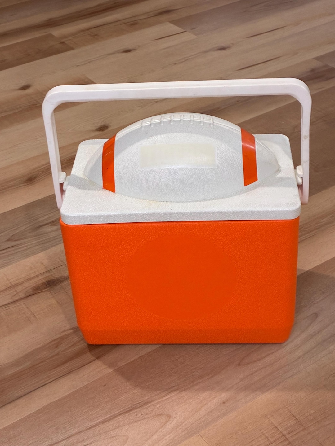 Vintage Orange Football Cooler | Tailgate Cooler | Orange and White ...