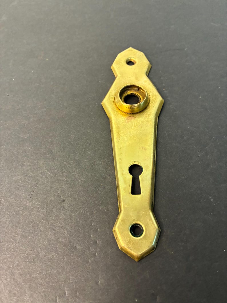 Vintage Art Deco Geometric Brass Door Escutcheon | Keyhole Plates ...