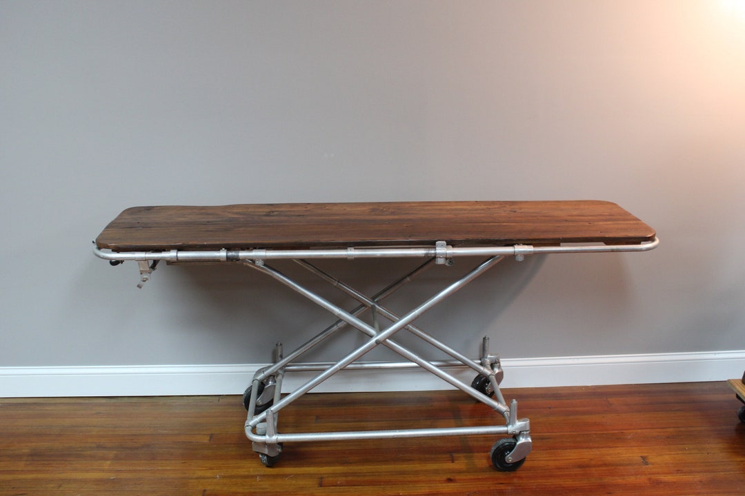 Repurposed Aluminum Gurney Console Table With Reclaimed Barnwood Pine ...