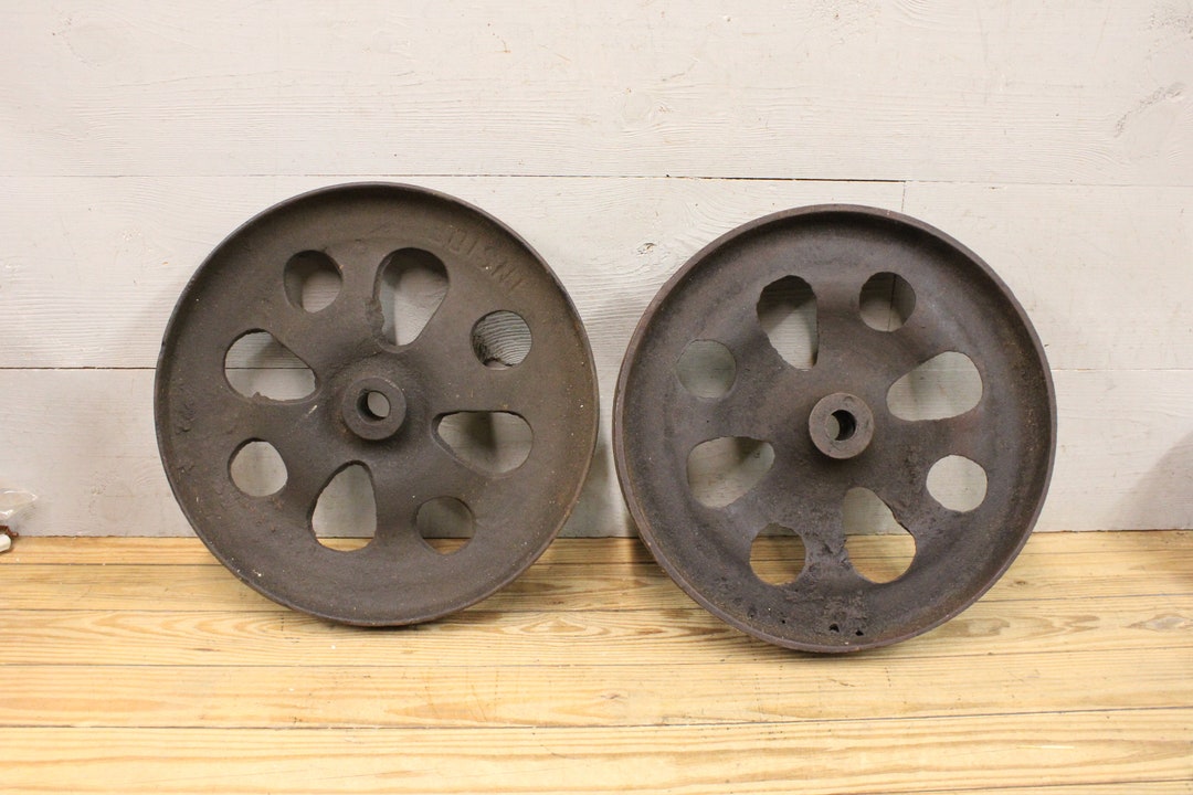 Pair of Vintage Factory Cart Wheels | 15" Diameter | Lineberry | Nutting | Industrial Coffee ...