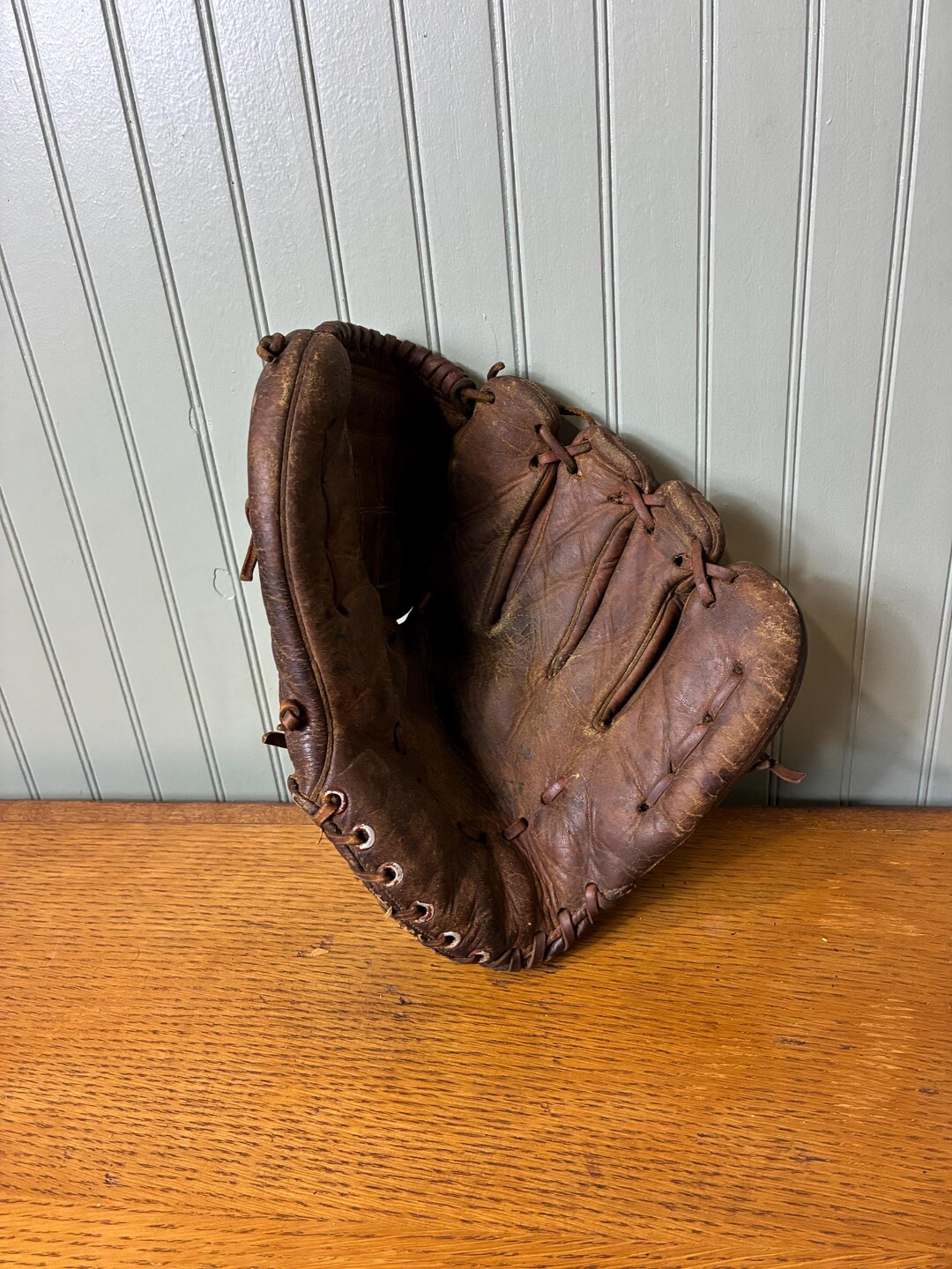 Vintage Worn Leather Baseball Glove - Etsy