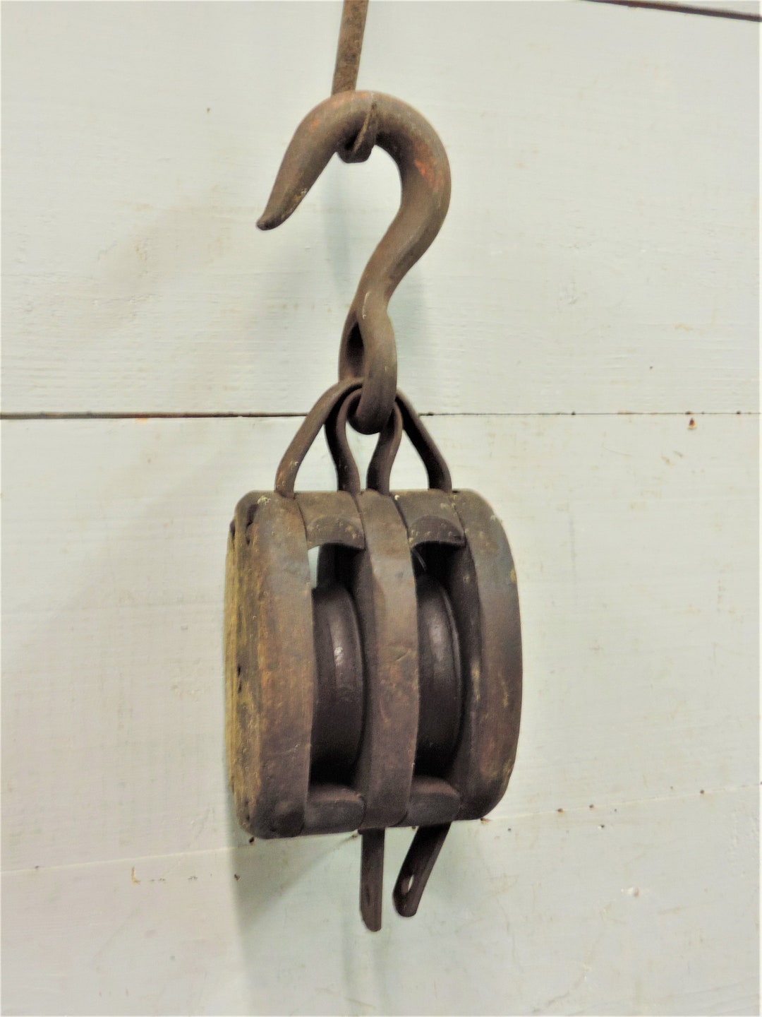 Vintage Wooden Pulley Block and Tackle - Etsy