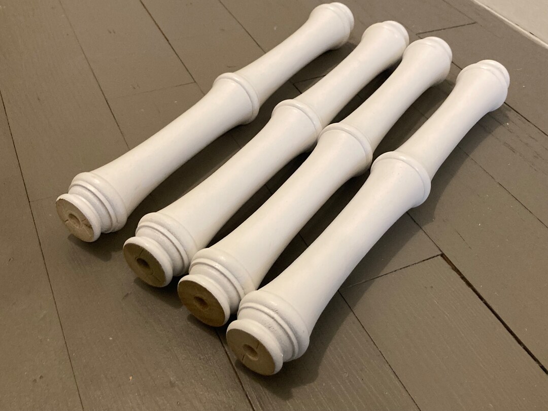 Four White Faux Bamboo Style Vintage Wood Table Legs 14" Tall - Etsy