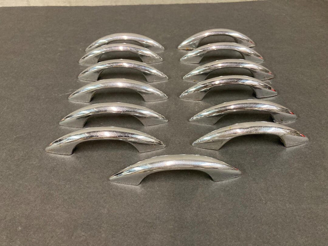 13 Retro Chrome Drawer Pulls | Vintage Kitchen Hardware | Midcentury ...
