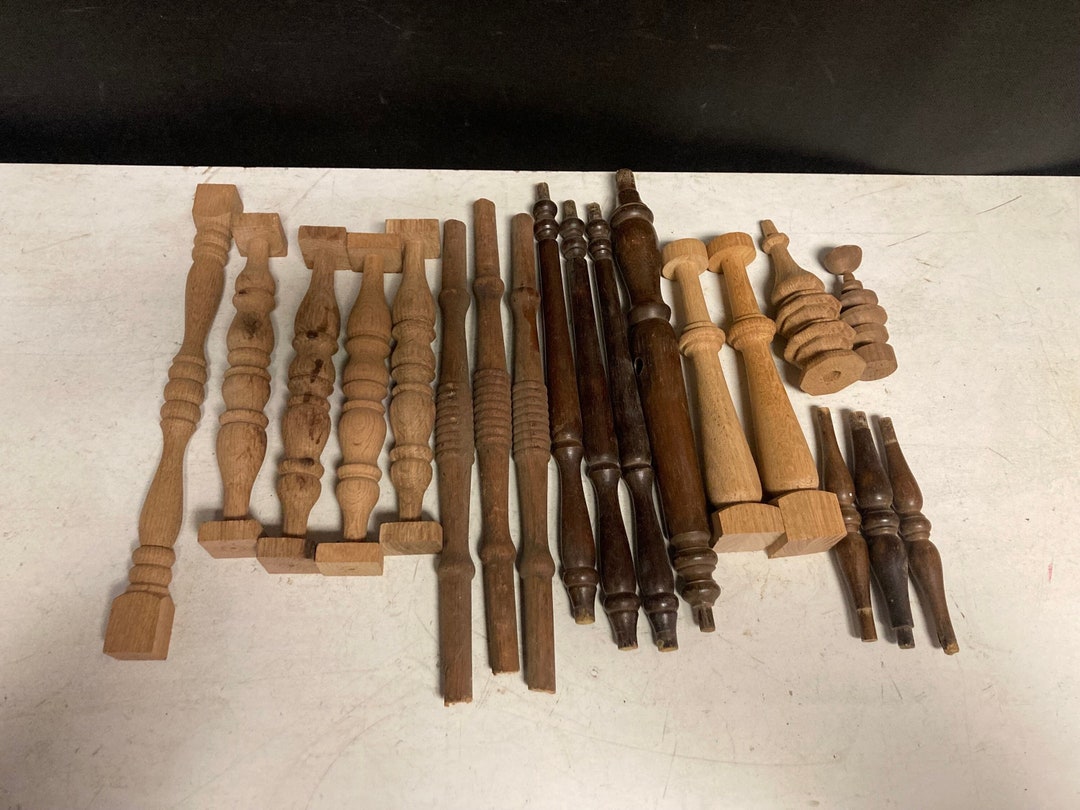 19 Assorted Wooden Spindles - Etsy
