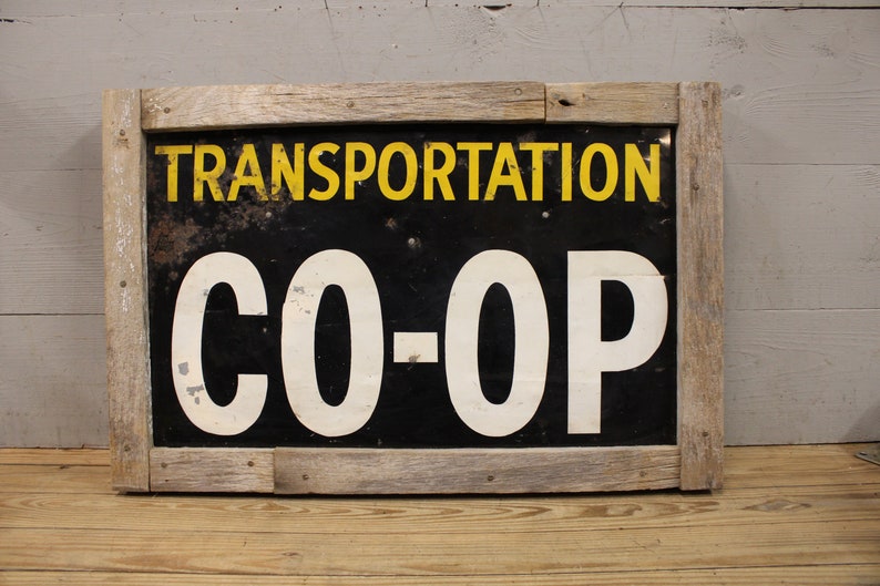 Vintage Metal Transportation Co-op Sign With Wood Frame - Etsy