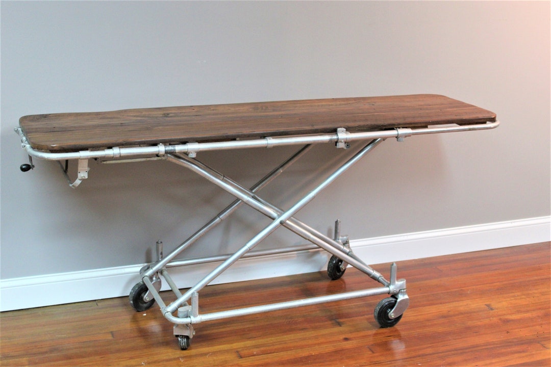 Repurposed Aluminum Gurney Console Table With Reclaimed - Etsy