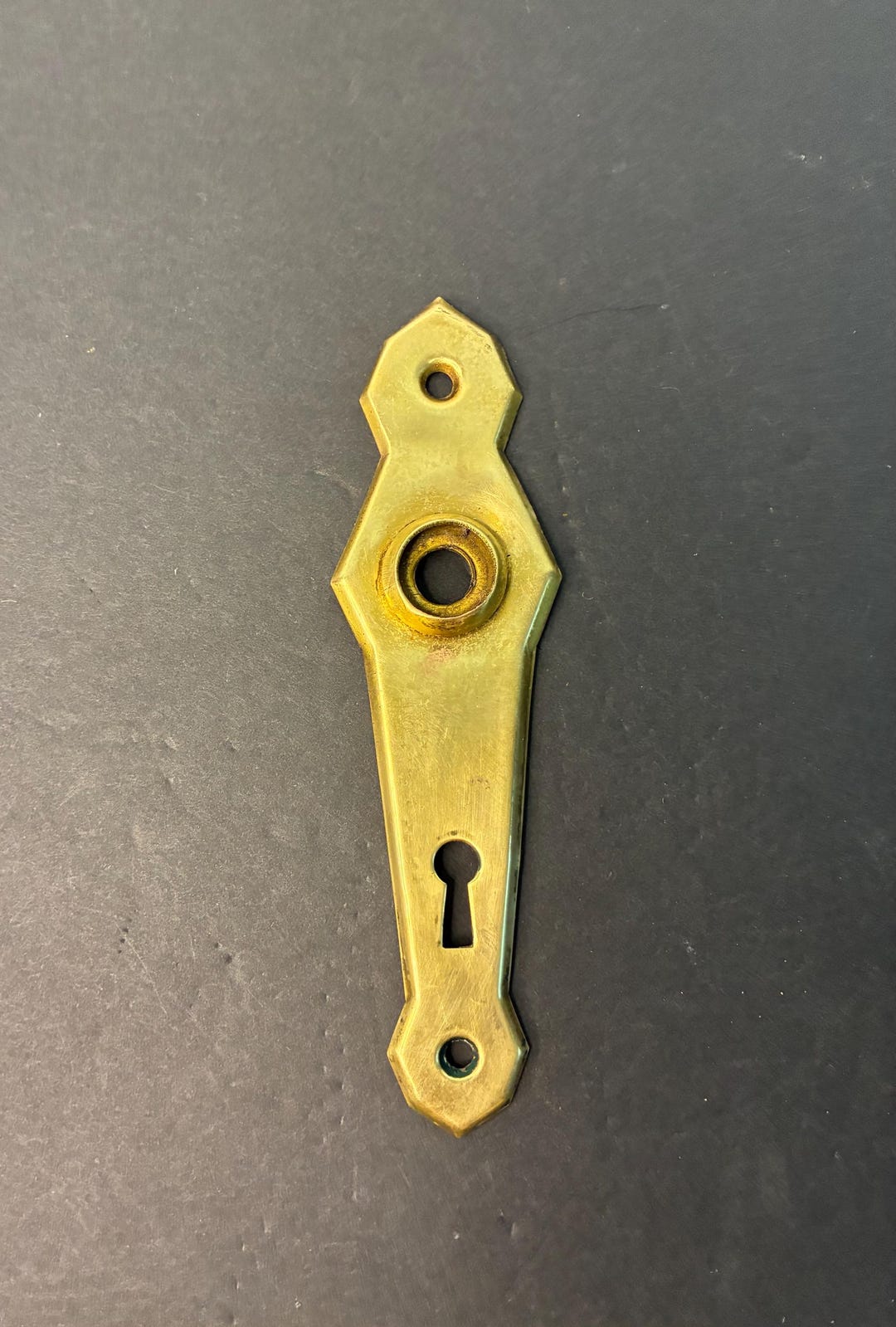 Vintage Art Deco Geometric Brass Door Escutcheon | Keyhole Plates ...