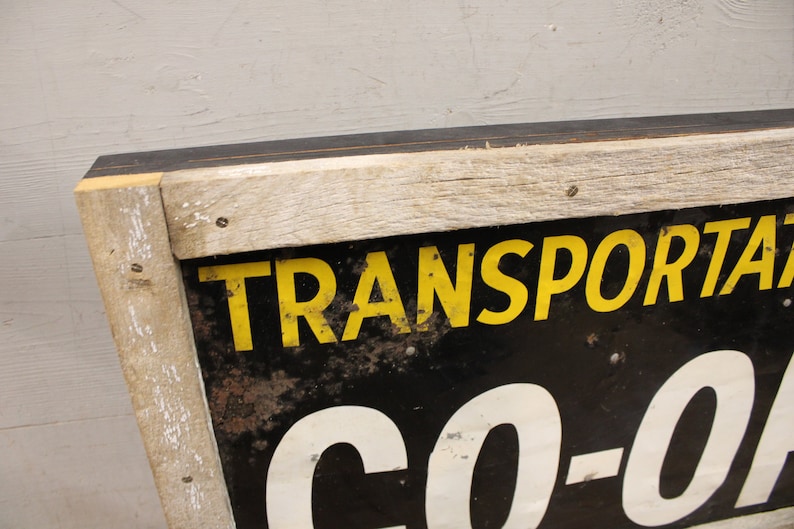 Vintage Metal Transportation Co-op Sign With Wood Frame - Etsy