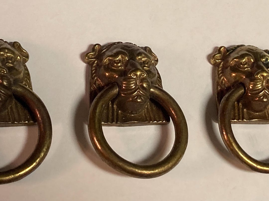 Eight Vintage Lion Head Drop Ring Drawer Pulls | Cabinet Knobs - Etsy