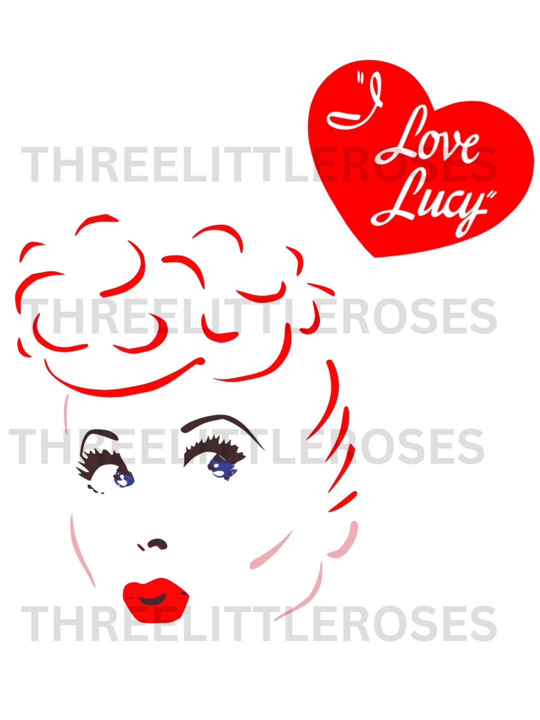 I Love Lucy Drawing With Heart - Etsy