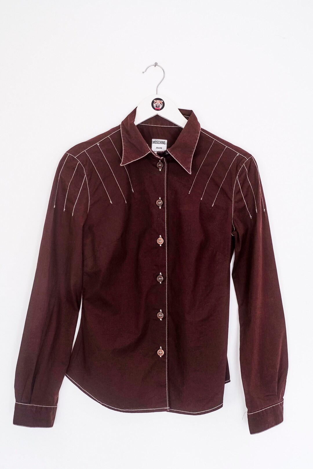 MOSCHINO Jeans Original Fashion Wine Color Shirt Long Sleeves Vintage ...