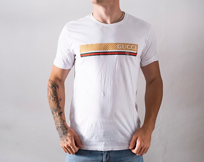 Gucci White Short Sleeves Original Tshirt Made in Italy - Vintage Gucci ...