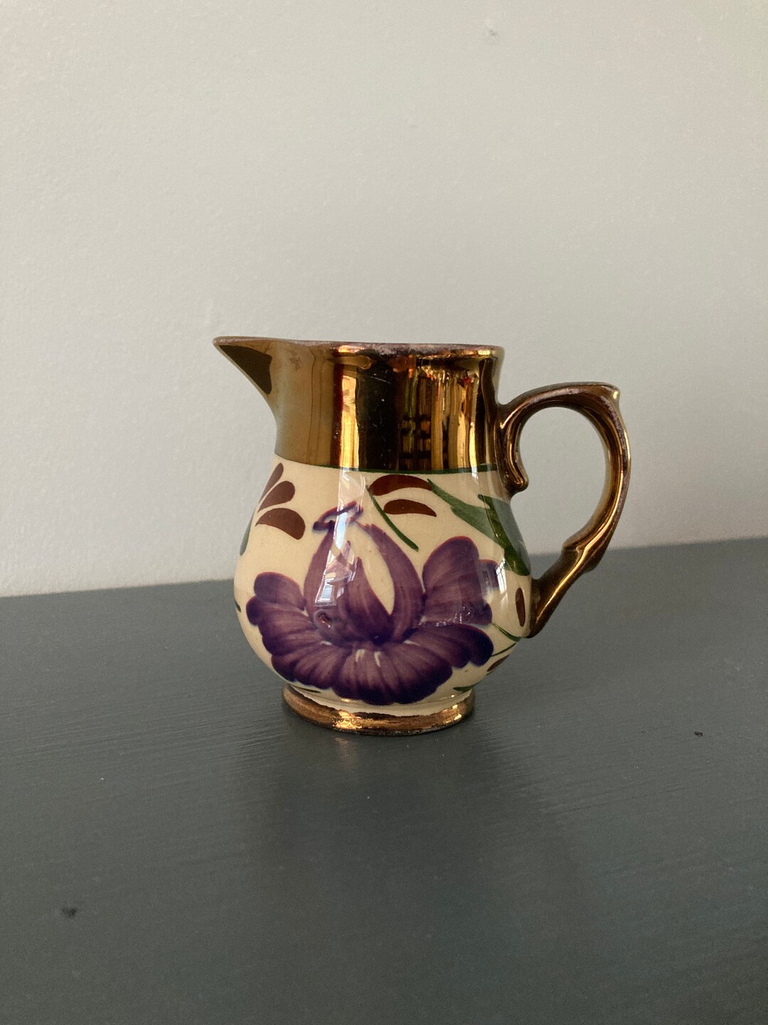 Wade Lustre Jug Victorian With Copper Lustre & Hand Painted Floral ...