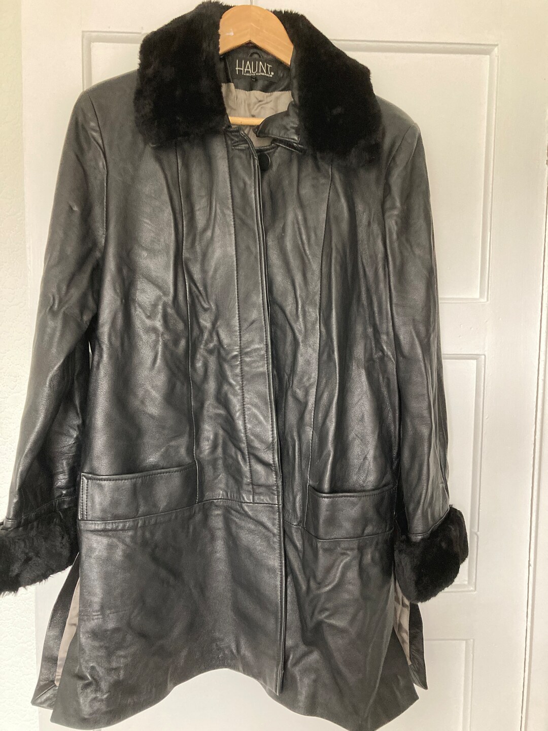 Vintage Leather Coat by Haunt Designer Black Leather With Detachable ...