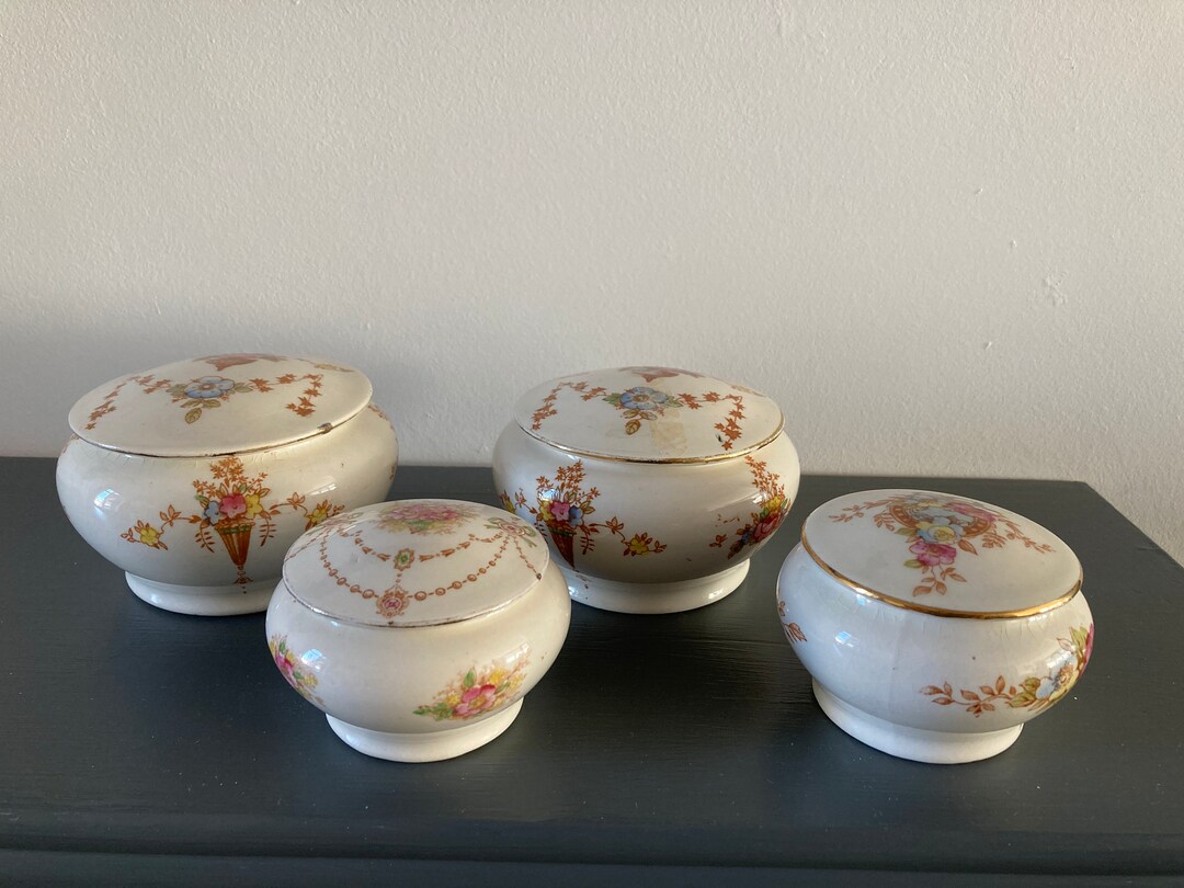 4 Crown Devon Trinket Boxes With Lids C 1940 Ring Box Earrings ...