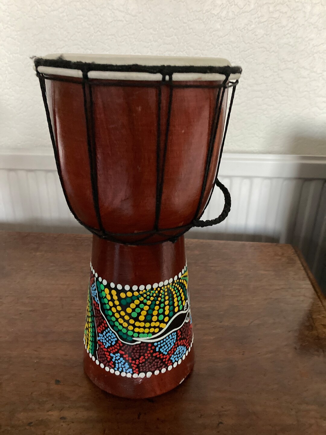 African Djembe Hand Painted Drum Percussion Musical Instrument C 1960 ...