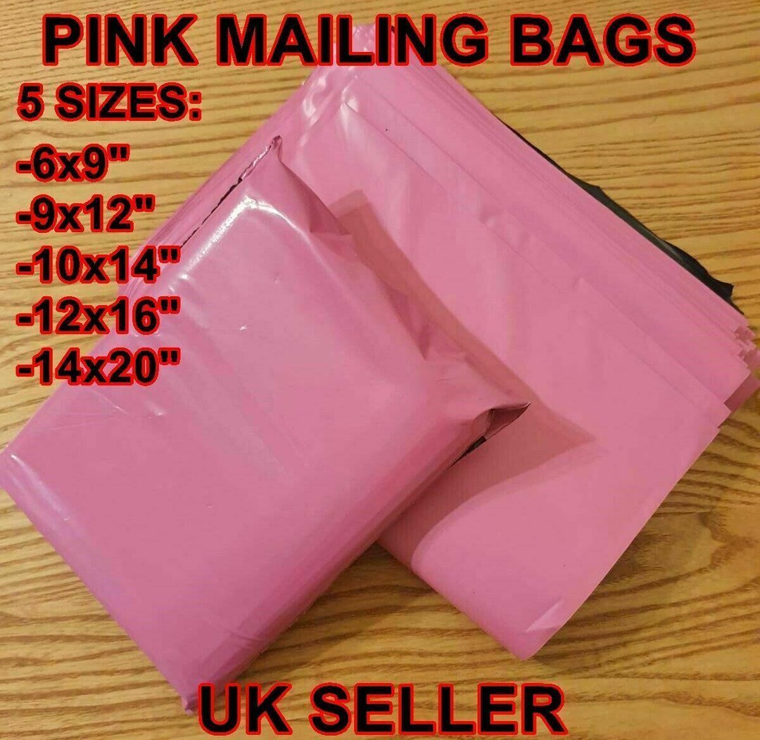 Pink Postage Mailing Seal Bags Strong Plastic Mail Post Bags 5 Sizes ...