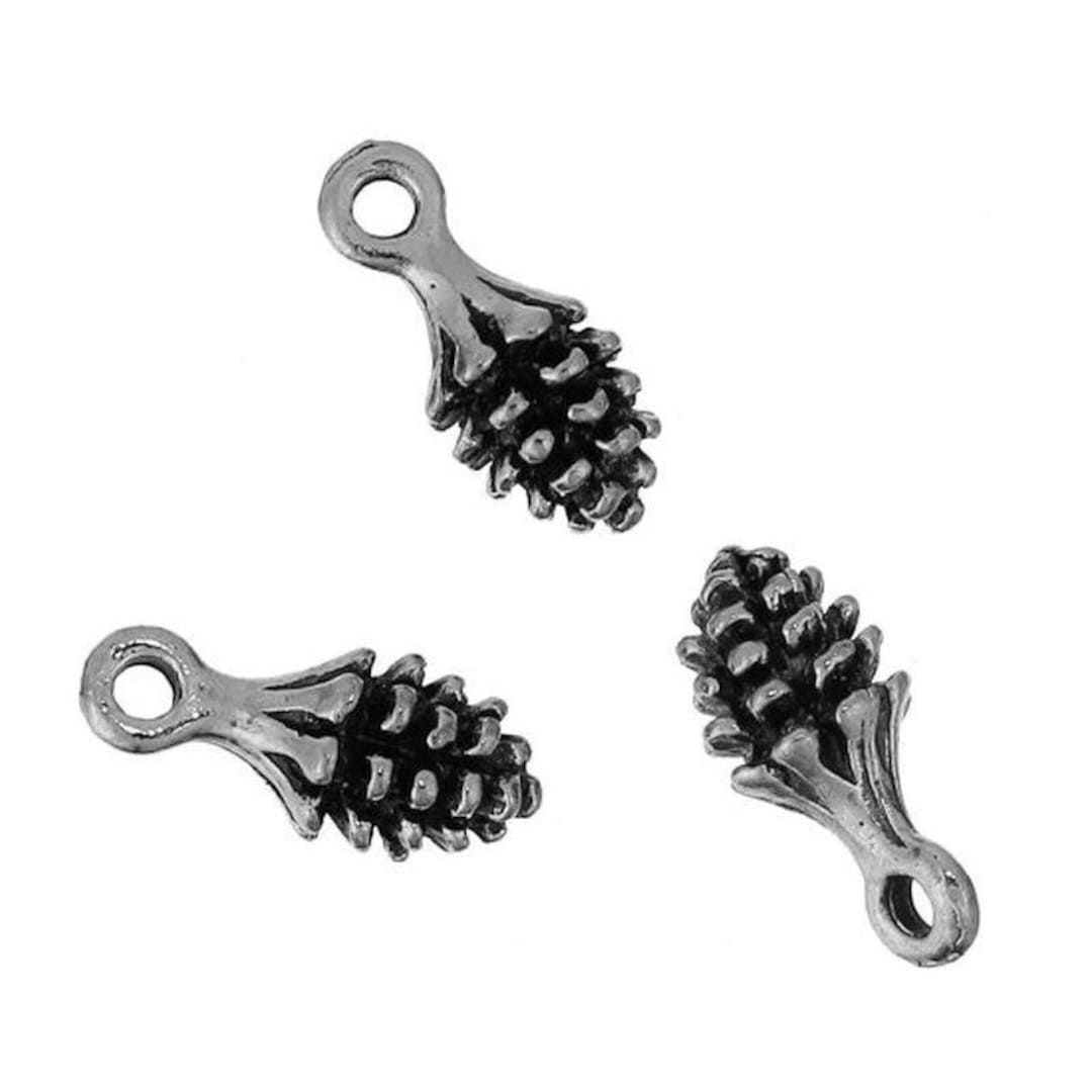 10 Pine Cone Antique Silver Bead Charms 14x6mm - Etsy