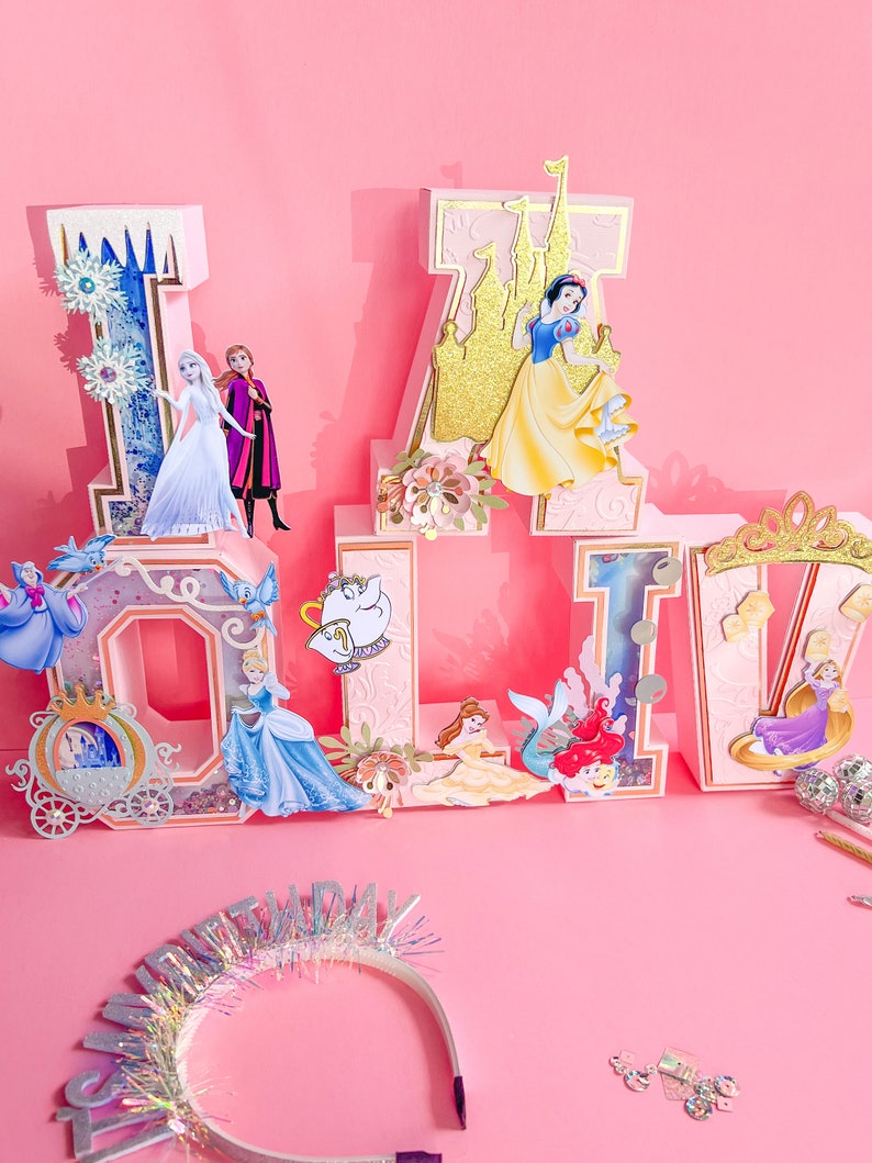 Princess 3D Letters NAME, Name Letters, Princess Party, Party Decor ...