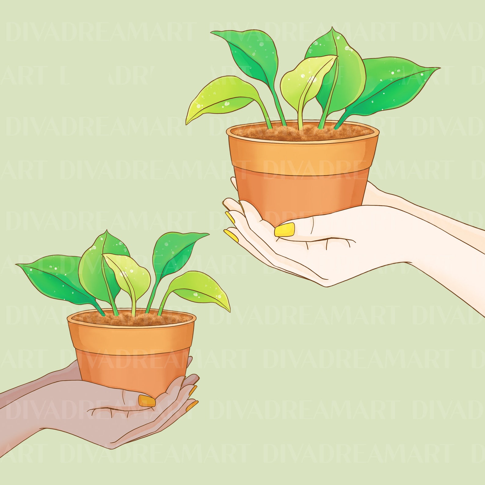 Spring Garden Clipart: Fashion Girls, Gardening Stickers (digital ...