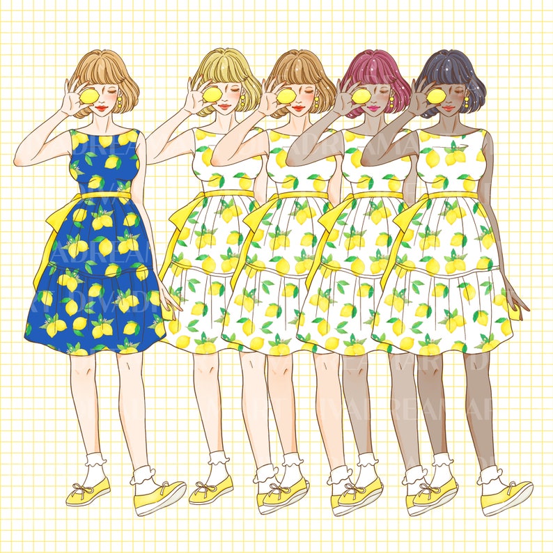 Sweet Lemon Girls Clipart Fashion Girls Clipart Lemon Yellow Planner ...