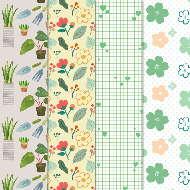 Spring Garden Digital Paper: Scrapbook Printable Backgrounds (digital ...