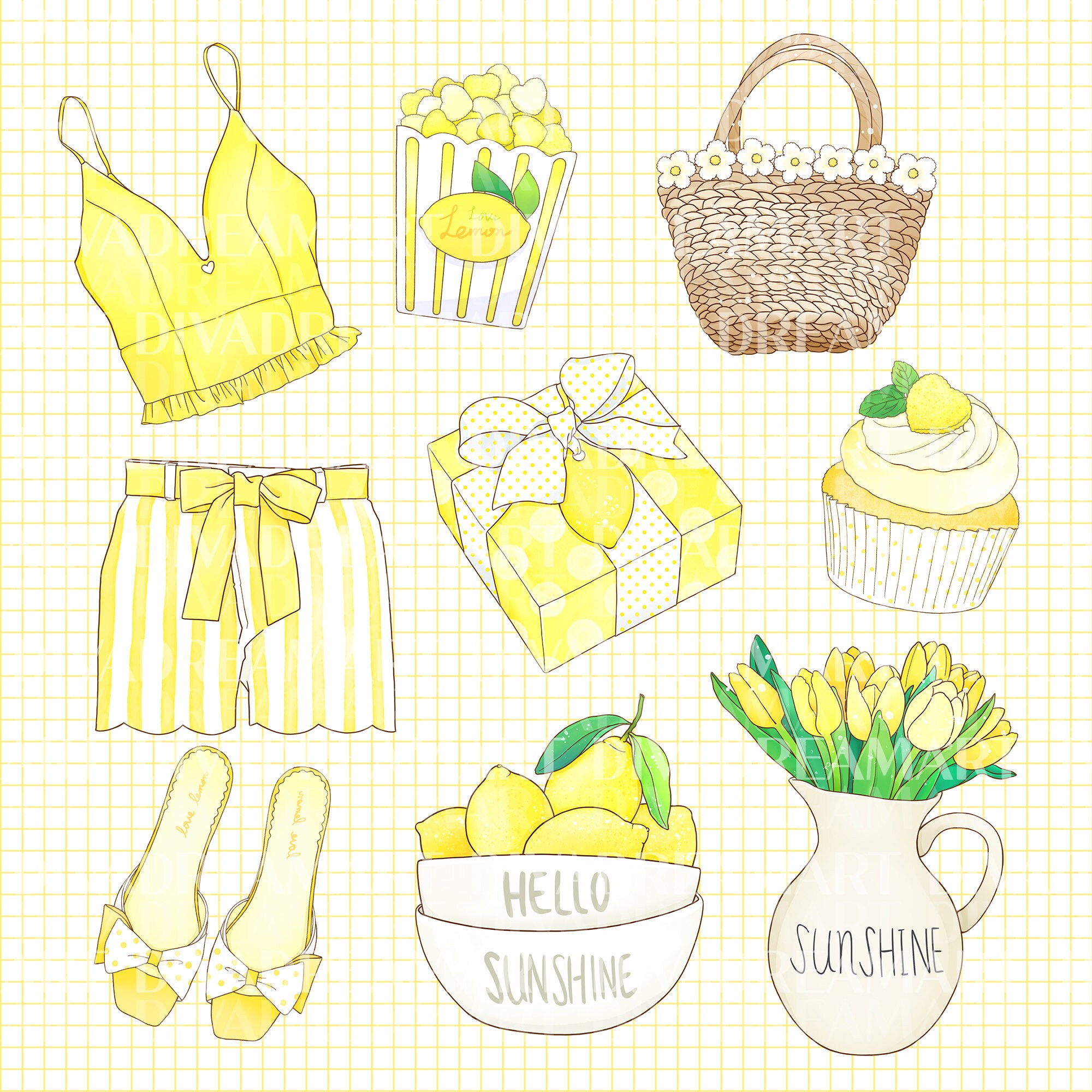 Sweet Lemon Girls Clipart Fashion Girls Clipart Lemon Yellow Planner ...