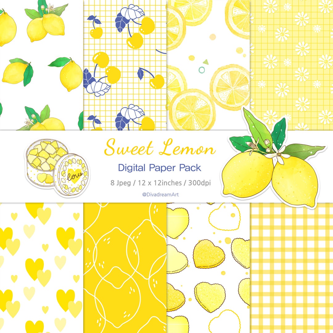Sweet Lemon Digital Paper Lemon Pattern Summer Pattern Digital ...