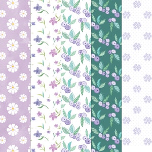 Purple Flowers Digital Paper Spring Flower Background Floral Scrapbook ...