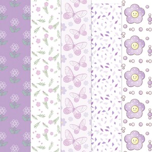 Purple Flowers Digital Paper Spring Flower Background Floral Scrapbook ...