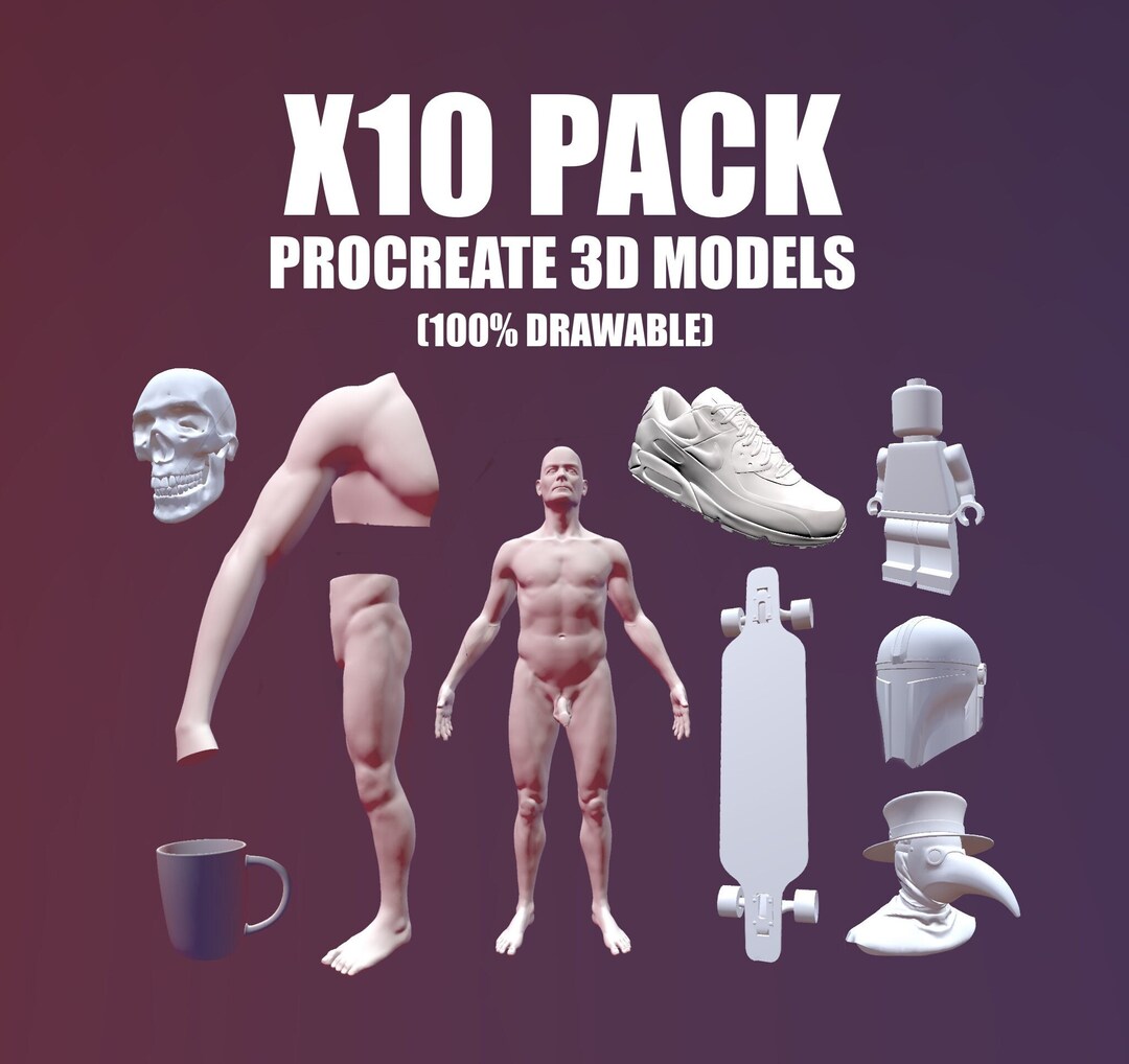3D Model Pack for Procreate 10 Usefull Pieces - Etsy