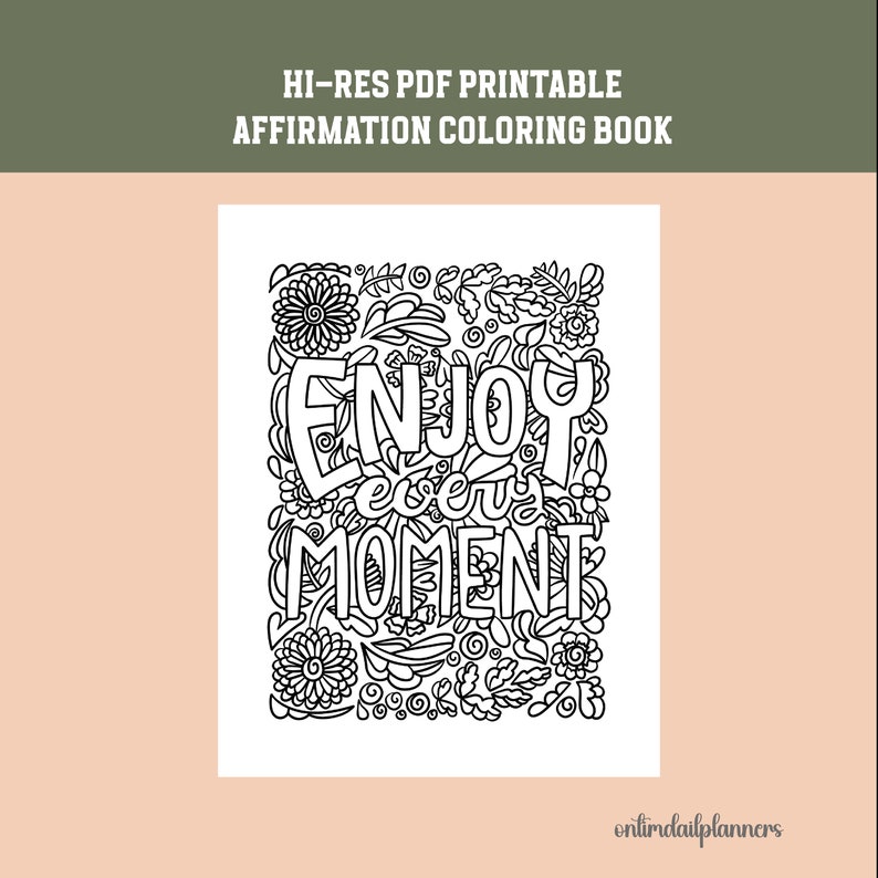 Affirmation Coloring Book 15-pages Instant Download PDF Printable ...