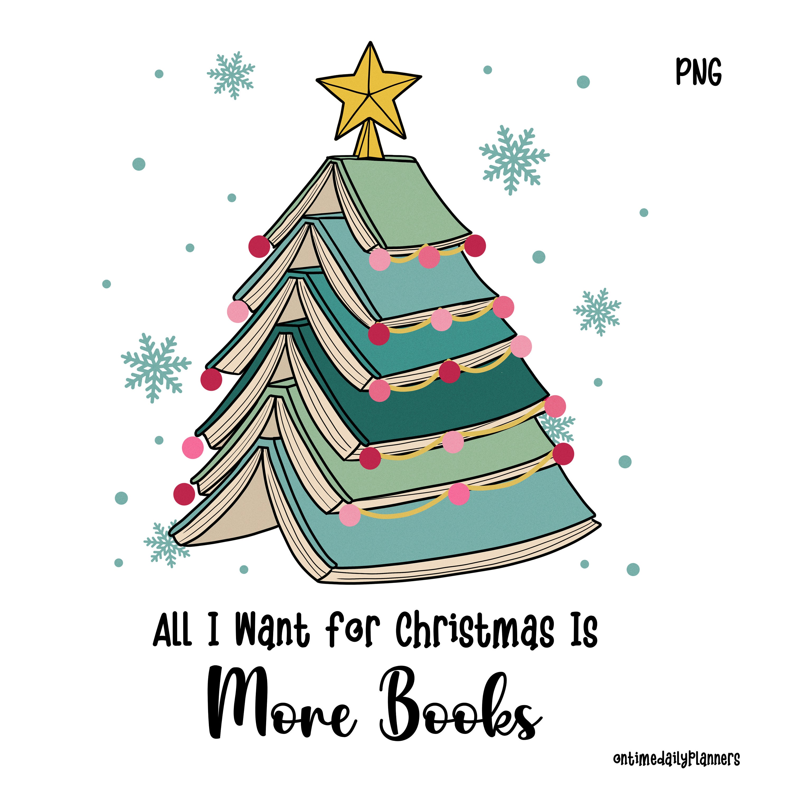 Book Lover Christmas Tree PNG, Festive Book Club Graphic Design for ...