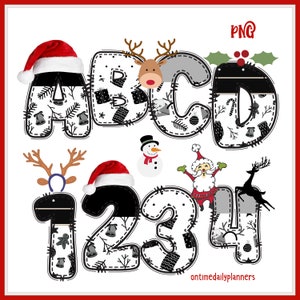 Christmas Alphabet Png Files Bundle, Christmas Doodle Letters Png ...