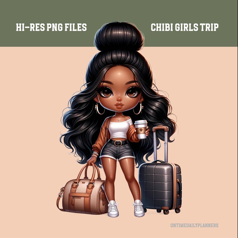 Chibi Girls Trip Clipart: African American PNG Bundle - Etsy