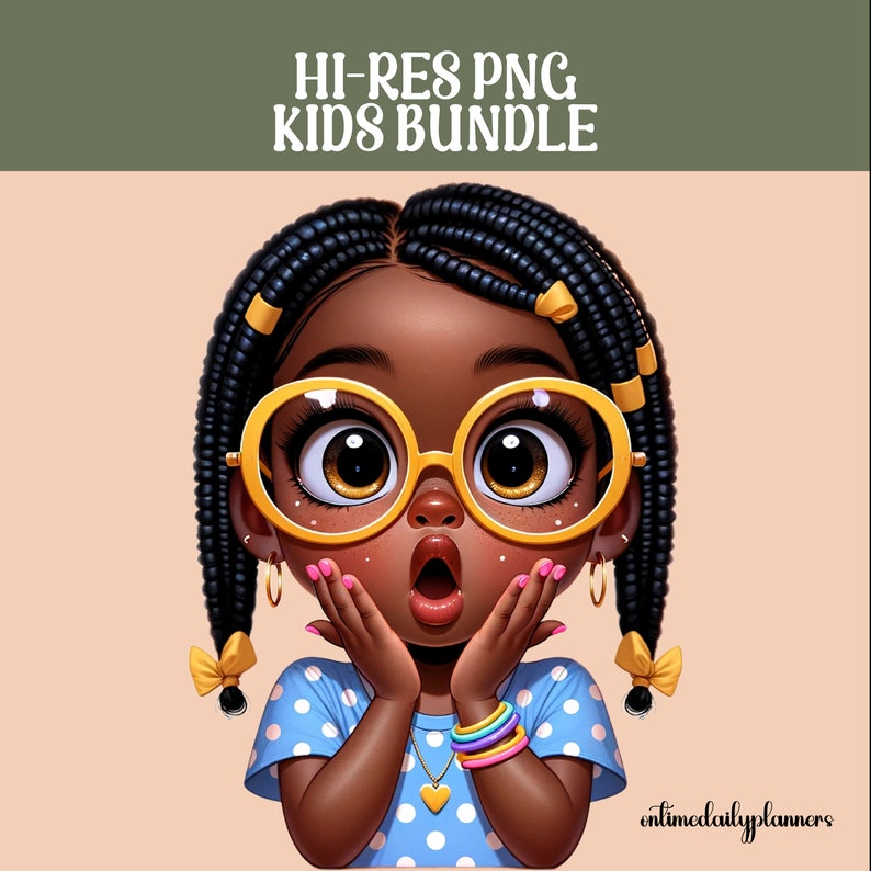 Black Girls Clipart Bundle: School Kids PNG Graphics (digital Download ...