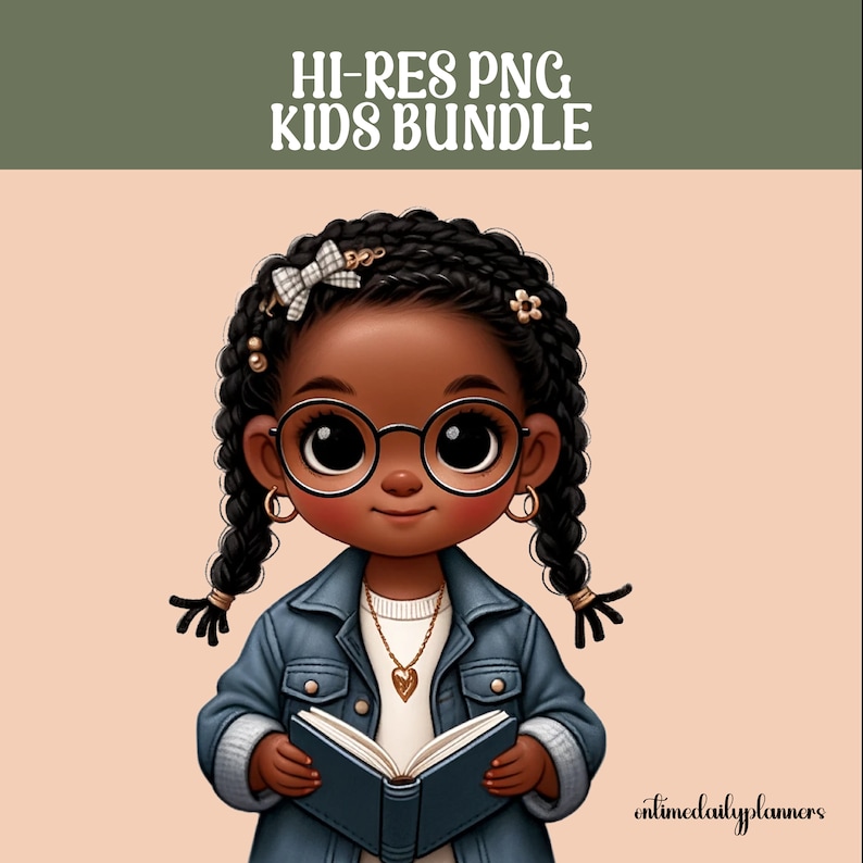 Black Girls Clipart Bundle: School Kids PNG Graphics (digital Download ...