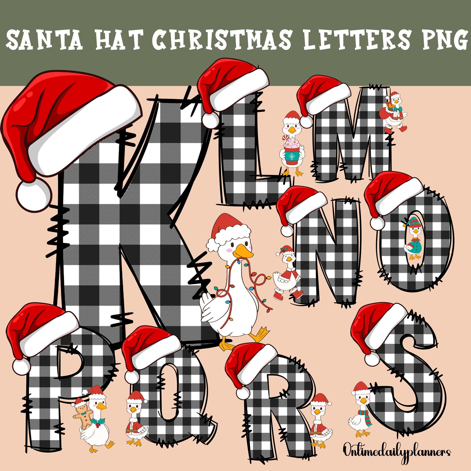 Christmas Doodle Letters PNG Clip Art, Christmas Goose Doodle Letters ...