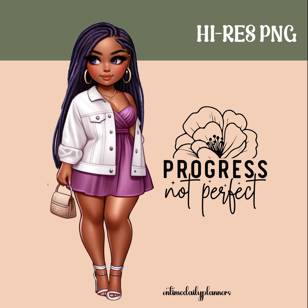 Black Woman PNG Chibi Style Motivational Quote Design PNG, Afro Woman ...