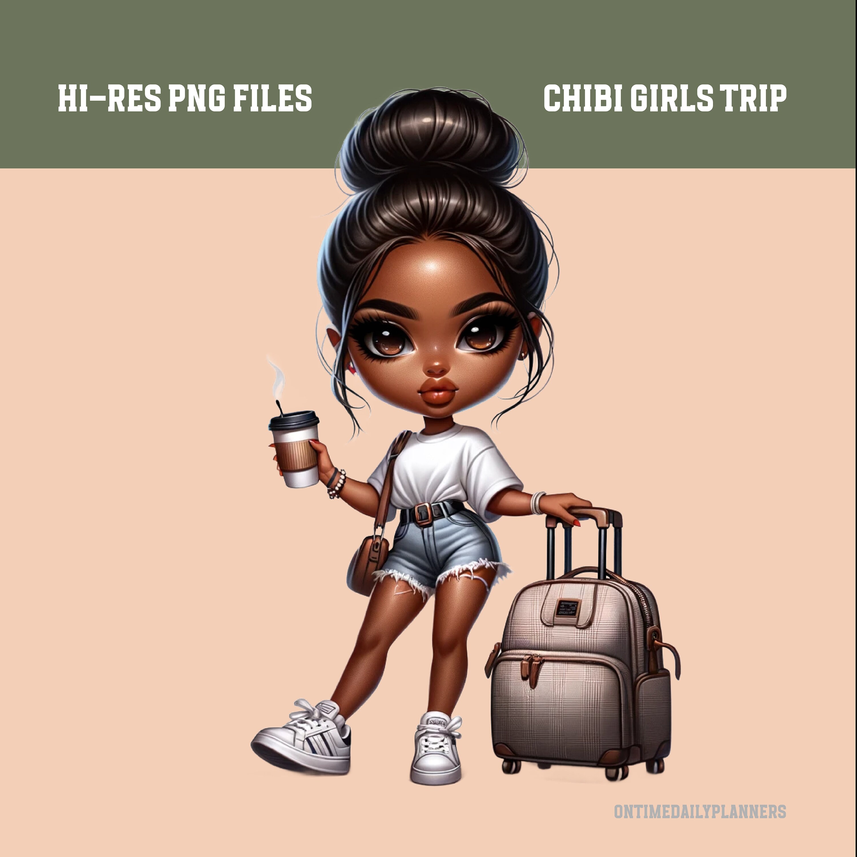 Girls Trip Travel Clipart, Chibi Style Girls Trip Clipart, African ...