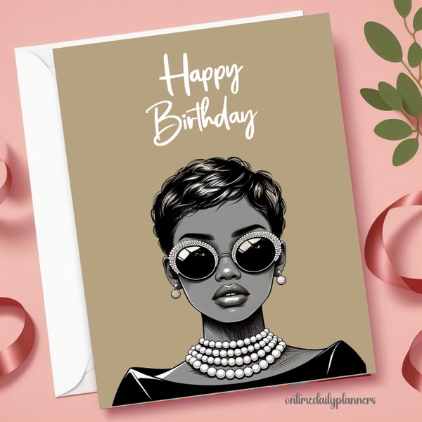 Black Afro Birthday Card - Etsy