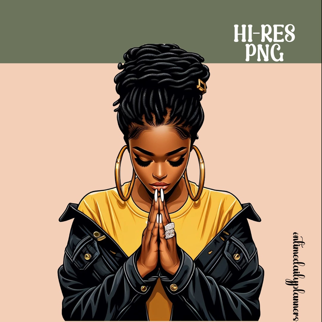 Praying Black Woman Chibi PNG: Christian Art (digital Download) - Etsy