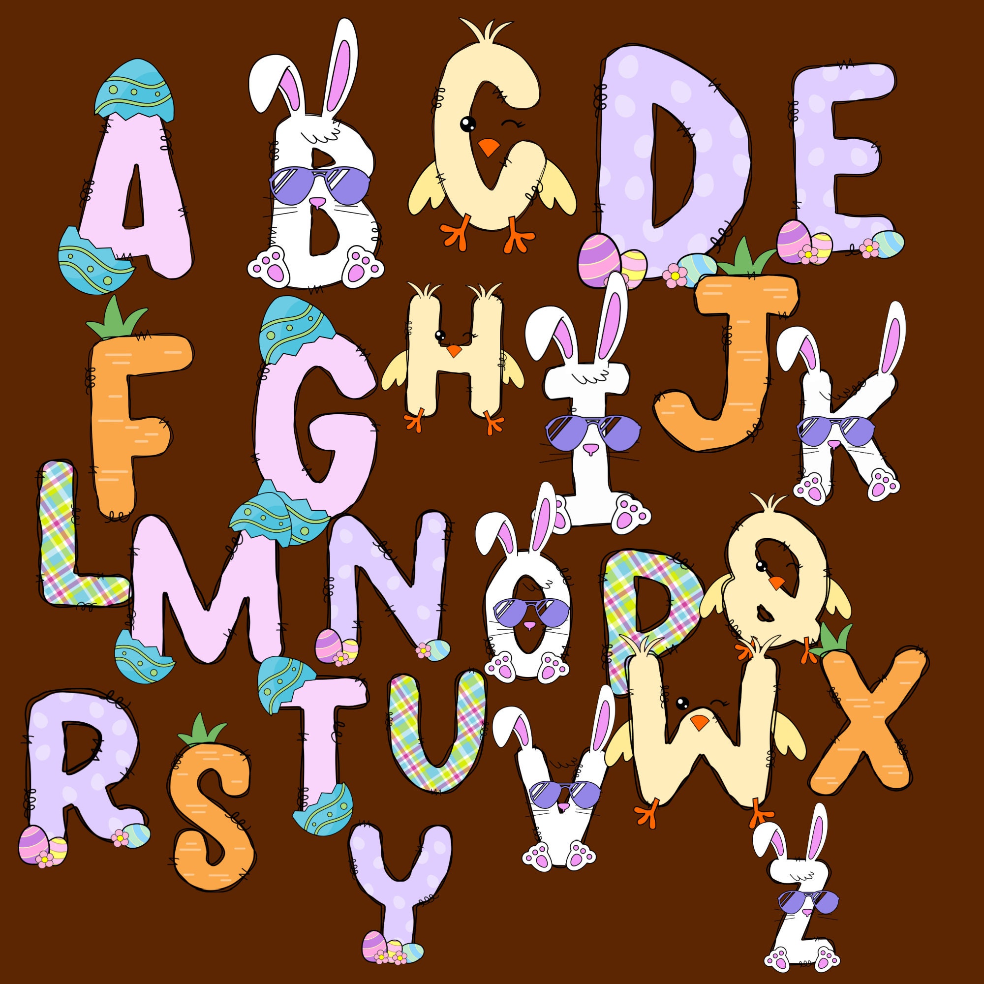 Kids Easter Alphabet PNG, Easter Alphabet, Easter Gifts, Easter Bunny ...