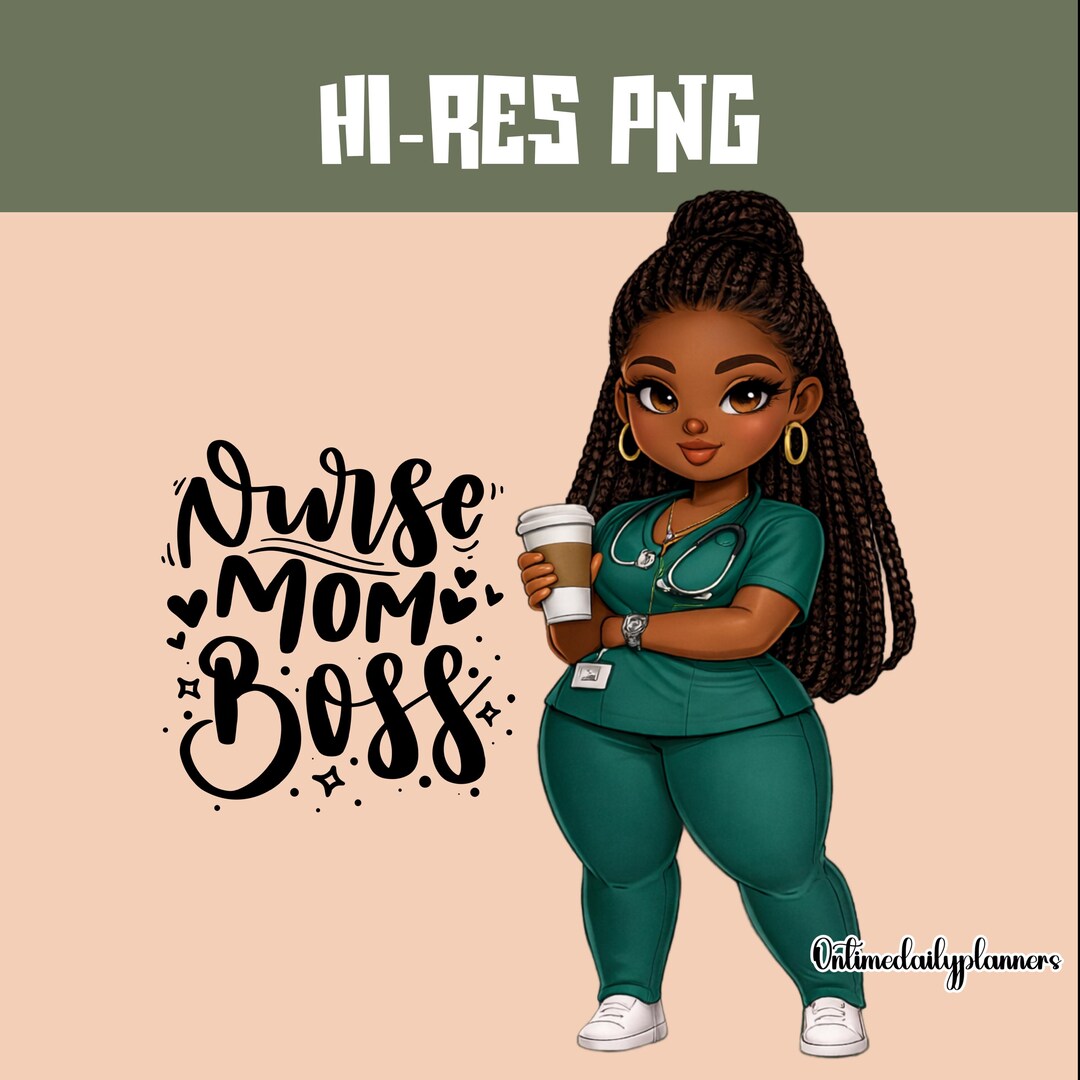Nurse Mom Boss PNG | Funny Nurse Mom Clipart | African American Nurse ...